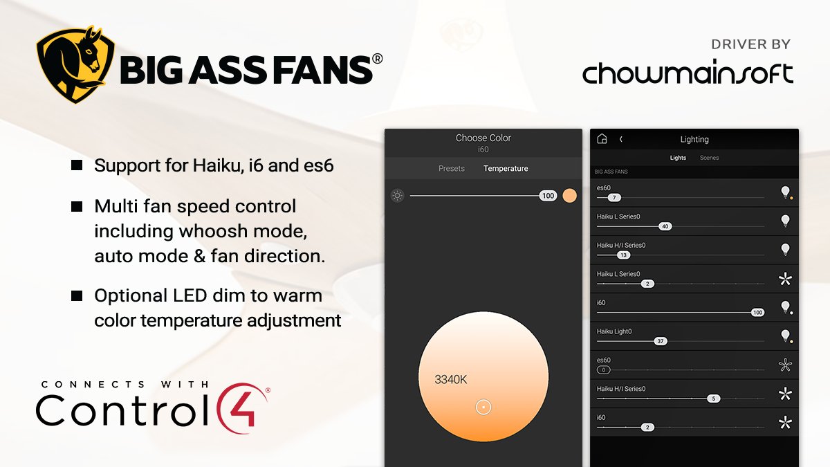 Chowmain on Twitter: "Chowmain releases NEW @bigassfans driver for @Control4 with support for ...