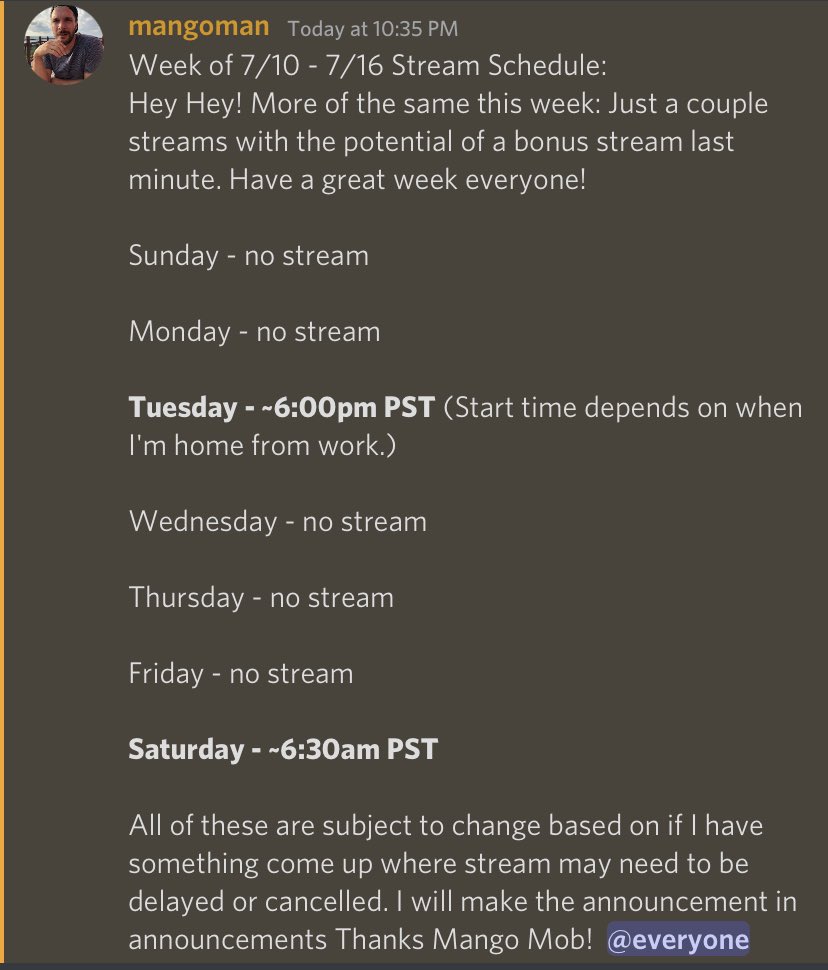 MANGOMAN on Twitter: "🥭Stream Schedule for 7/10 - 7/16!🥭 https://t.co/1J688dIJf8 https://t.co ...