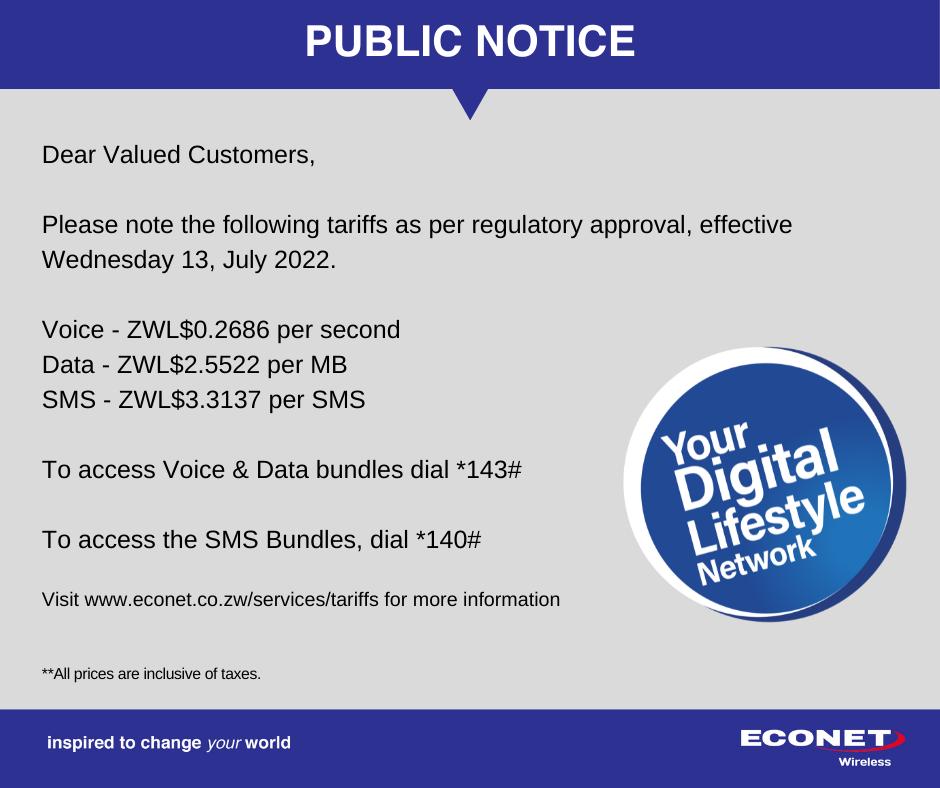 Econet Wireless On Twitter Dear Valued Customers Please Note The