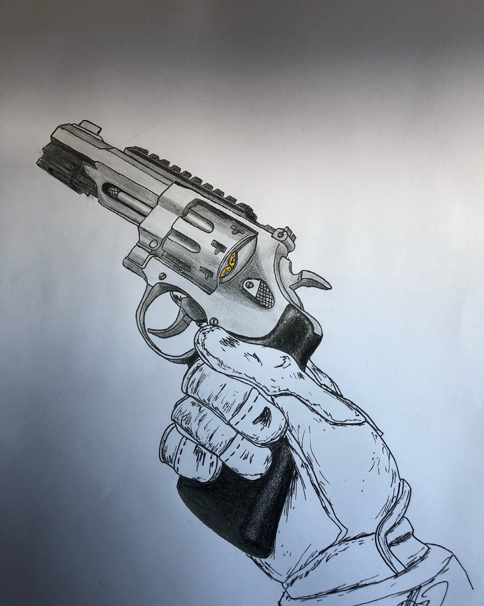 Revolver Drawings In Pencil