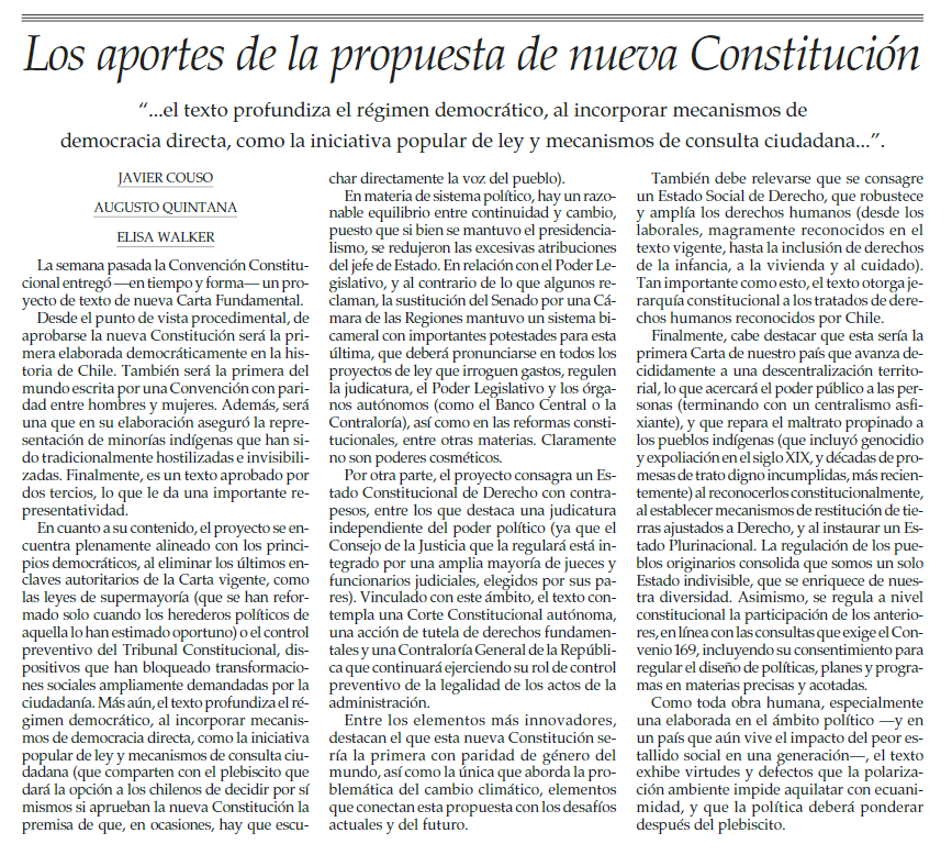 Facultad De Derecho On Twitter Opinión Los Aportes De La Propuesta