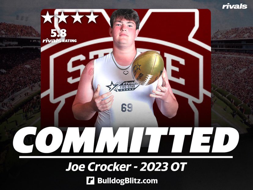 2023 3* OT Joe Crocker commits to Mississippi State : r/CFB