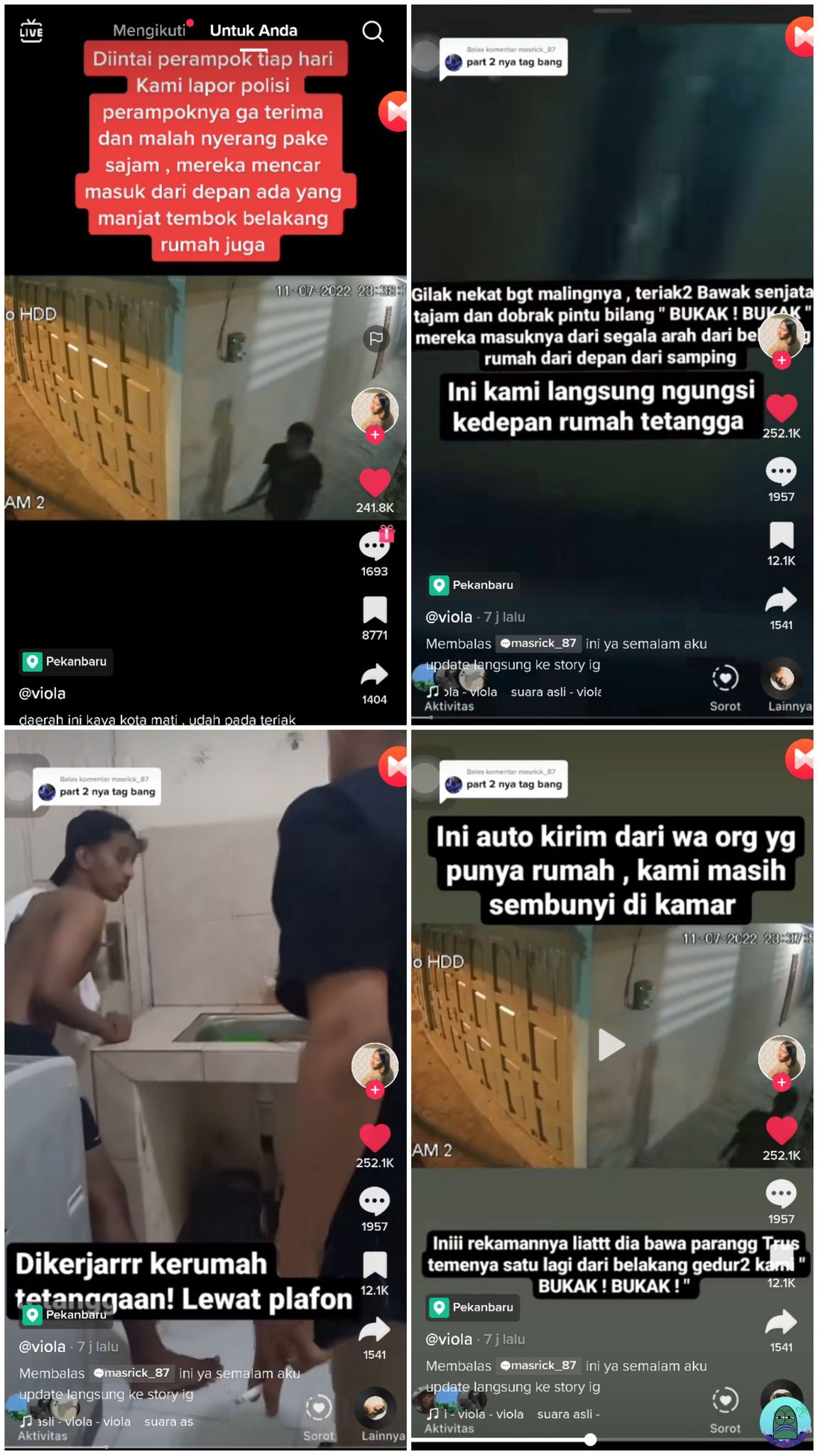 TanyarlㅡDilarang Rep LINK AFF‼ on Twitter: "💚 cw // tiktok Guys sumpah serem bgt ada perampok ...