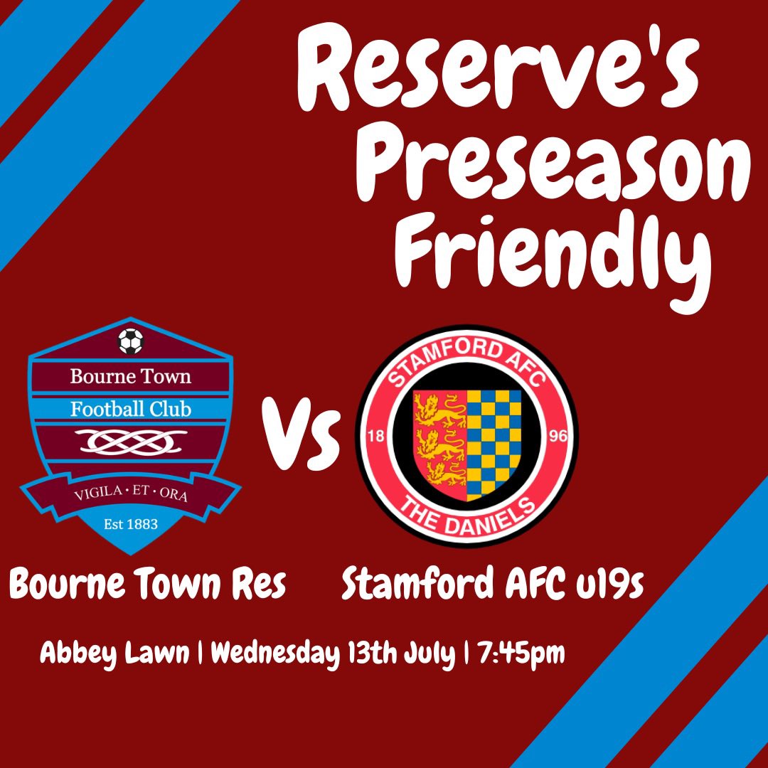Bourne Town FC on Twitter: "It’s matchday for our reserves as they take on Stamford AFC u19s ...