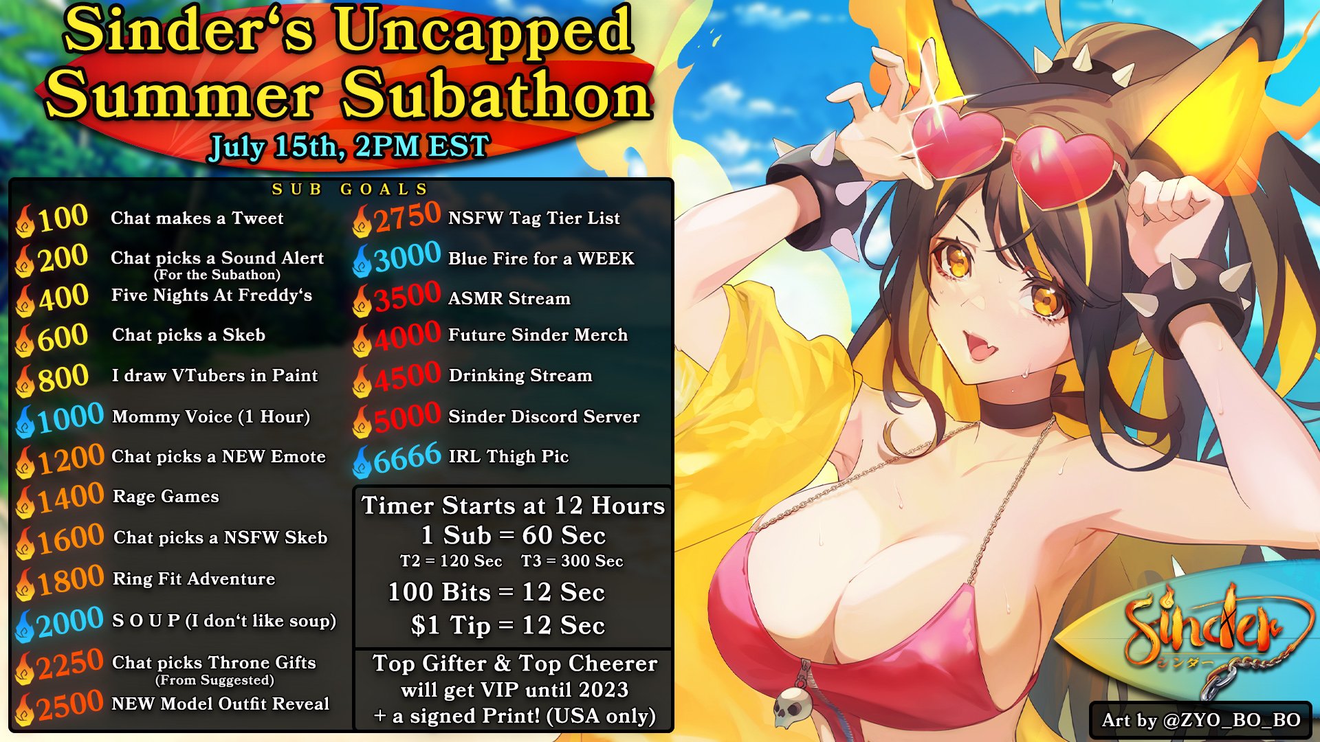 Sinder 🔥 Hellhound VTuber on Twitter: "🔥 SINDER'S SUMMER SUBATHON 🔥 Join me on Twitch this ...