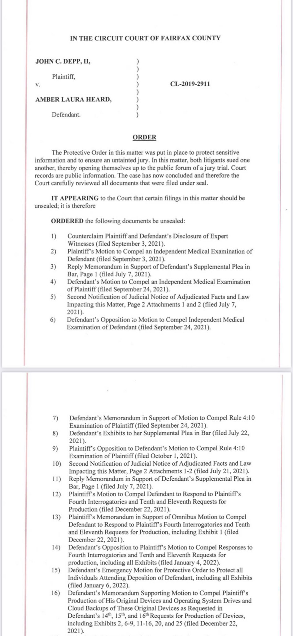 Chanley Shá Painter on Twitter: "DEPP UNSEALED: Also just handed down by Chief Judge Azcarate ...
