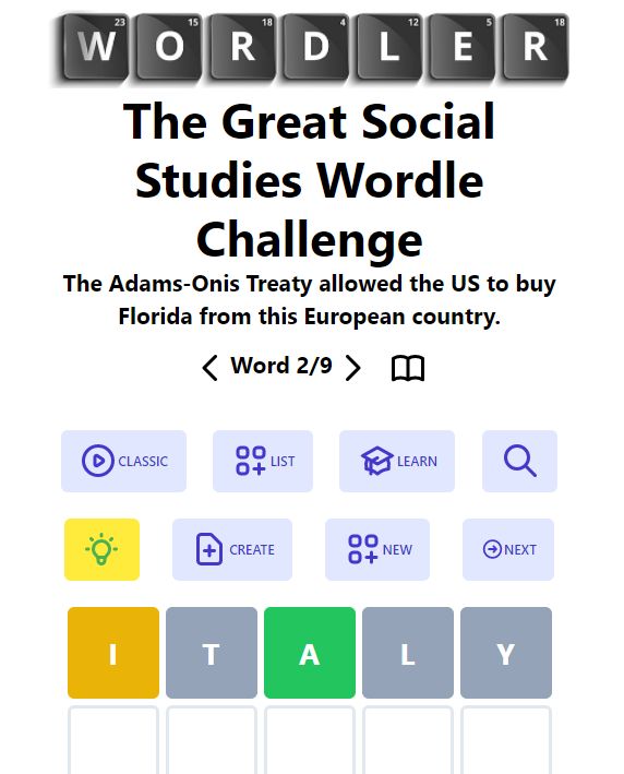 Social Studies Wordles