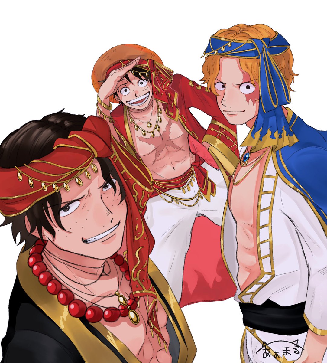 monkey d. luffy scar male focus multiple boys smile 3boys freckles ...