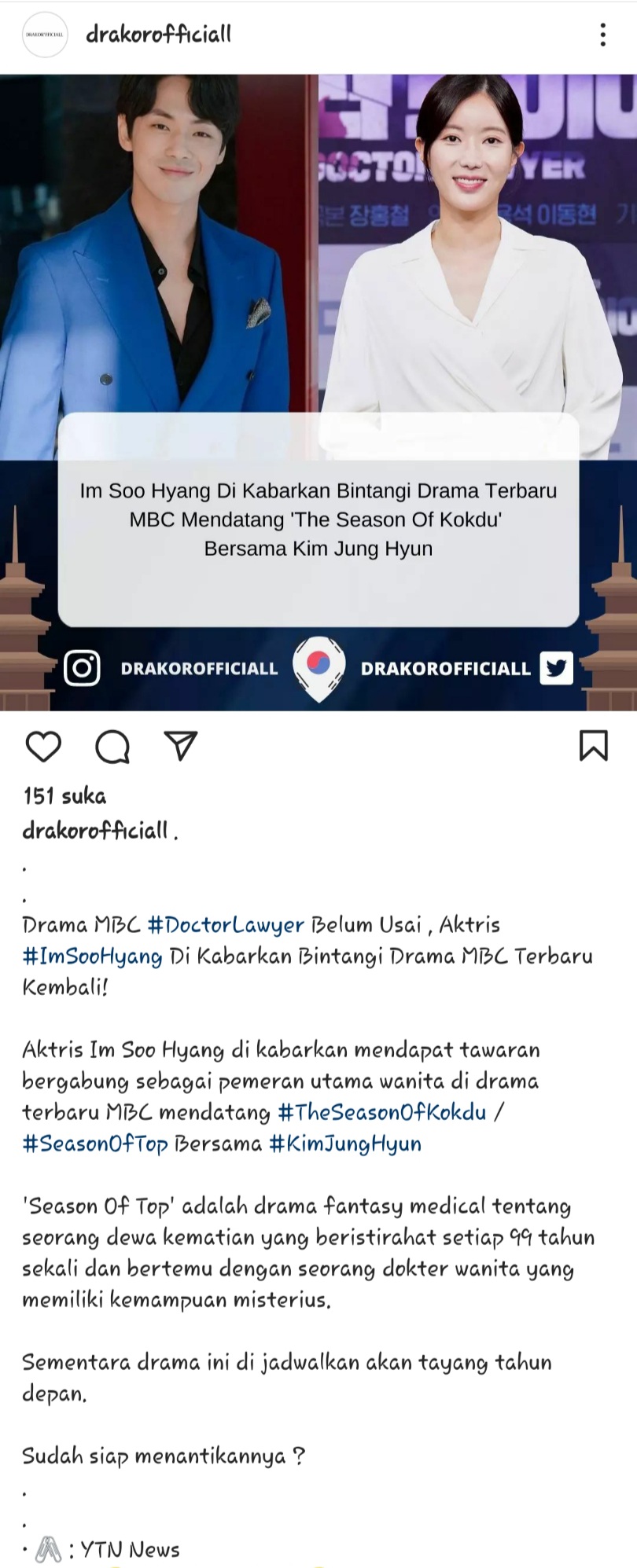K-Drama Menfess on Twitter: "•kdm• akhirnya oppa kim jung hyun comeback, sama mb im so hyang 😭😭 ...