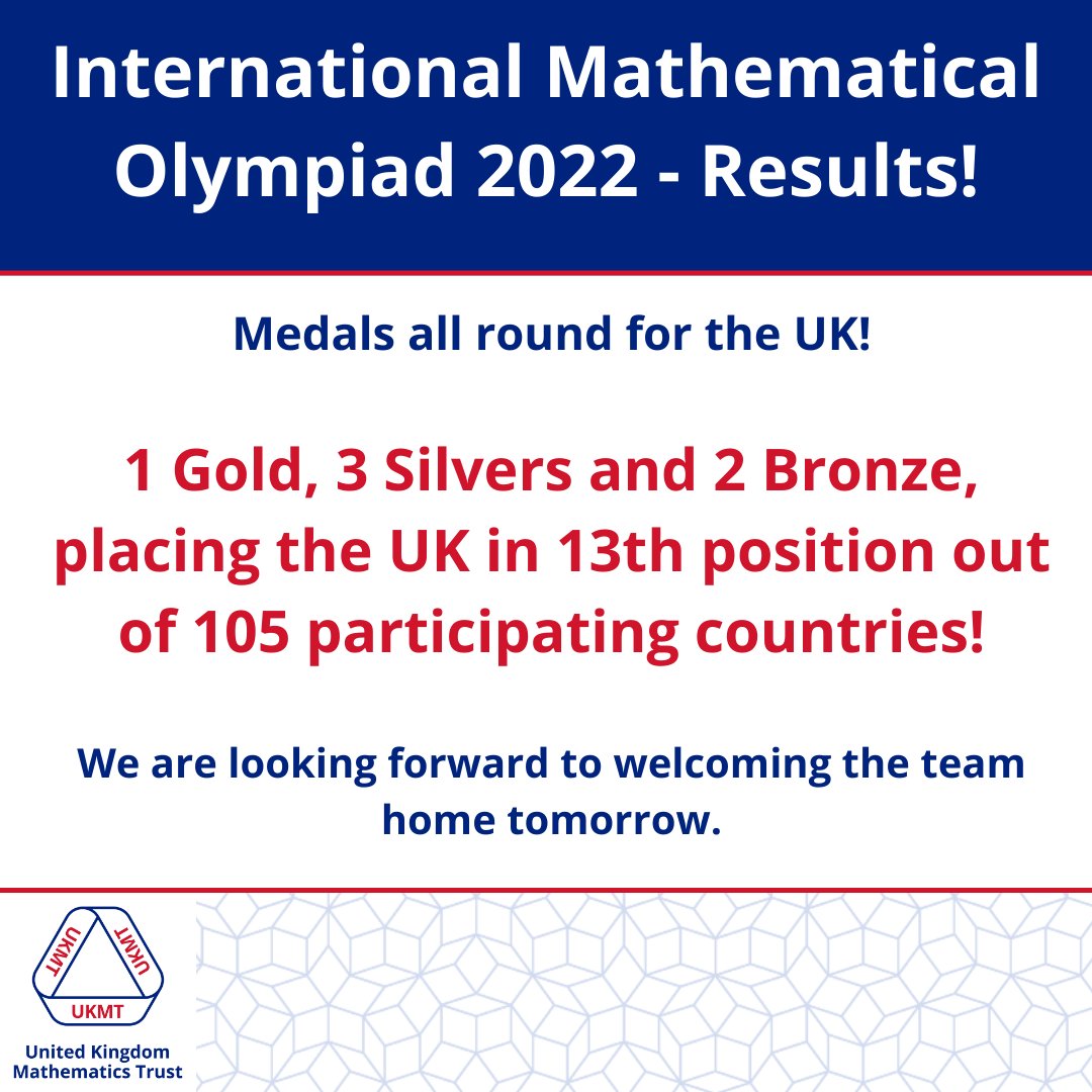 UK Mathematics Trust on Twitter: "A huge well done to the UK team for a fantastic result in this ...