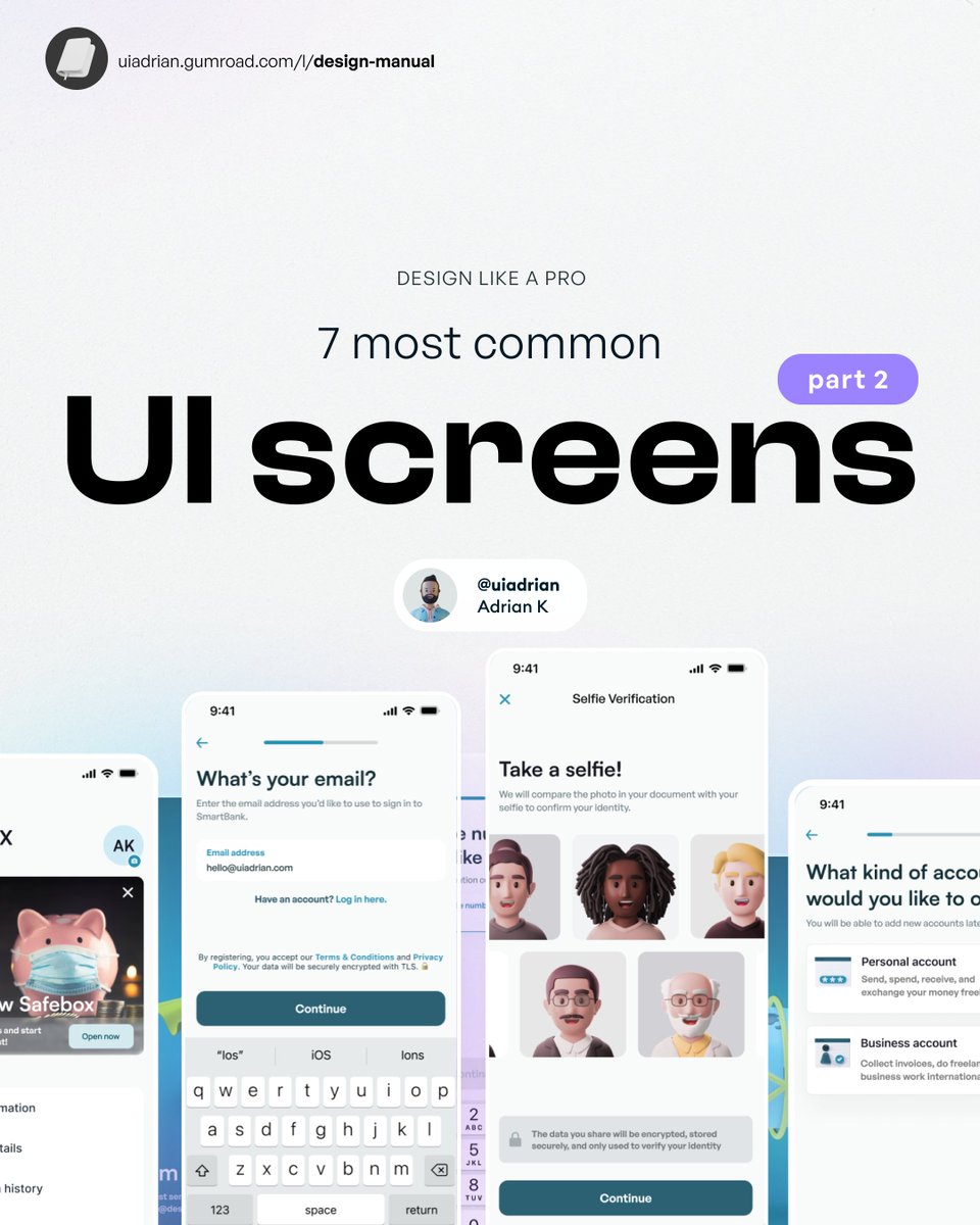 The second part of the most common UI screens you can find in mobile ...