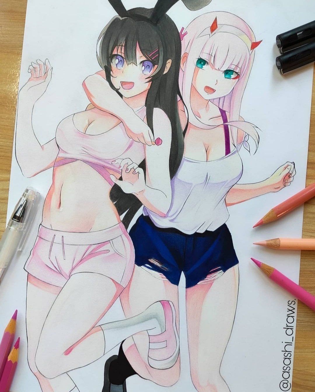 Asashi draws on Twitter: "Zero two x sakurajima mai 💕 @asashi_draws https://t.co/yYW2znkQLS ...