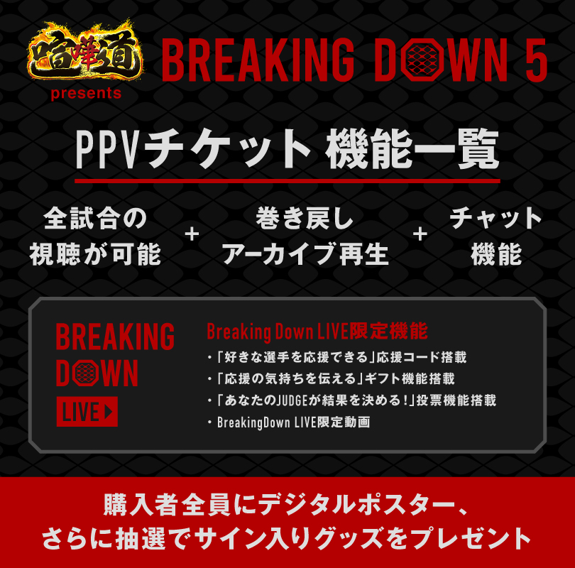 BreakingDown / ブレイキングダウン on Twitter: "／ BreakingDown LIVE 限定特典をご紹介！ \ ①1試合目まで無料で視聴可能🆓 ②投票機能であなたも ...