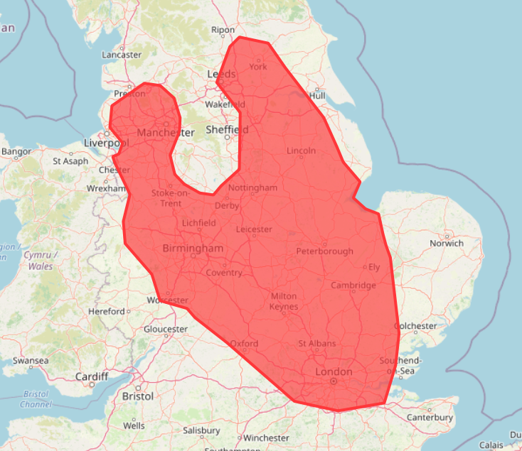 The current Met Office area identified in the 'Red warning - Extreme ...
