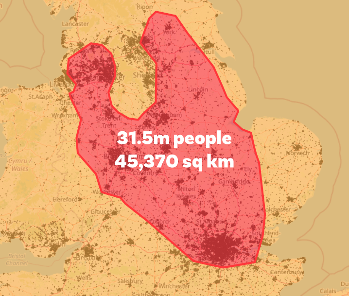 The current Met Office area identified in the 'Red warning - Extreme ...