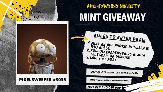PixelSweeper 🧹 on Twitter: "RT @COSMIC_HEROS: Ape Hybrids Society 3rd @PixelSweeper giveaway ...