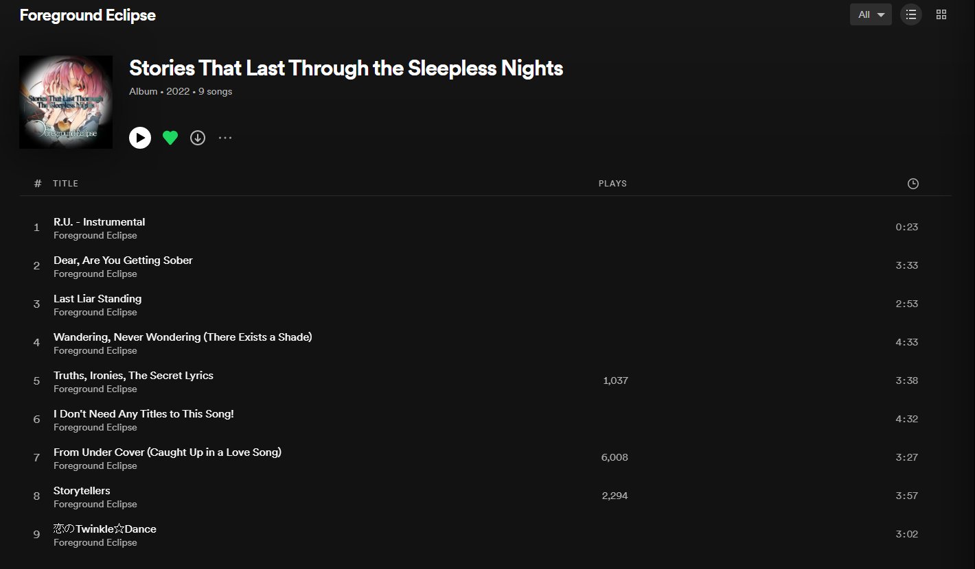 Len on Twitter: "WHO THE FUCK UPLOADED FOREGROUND ECLIPSE TO SPOTIFY OFFICIALLY?? I NEED TO KNOW ...