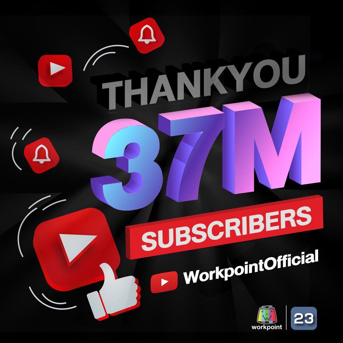ช่อง Workpoint กด 23 on Twitter: "YouTube WorkpointOfficial ก้าวเข้าสู่ 37 ล้าน subscribers ️ ...