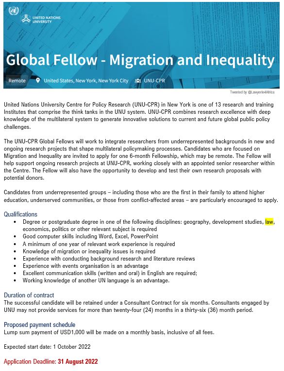 Lawyeringforafrica On Twitter Global Fellow Migration And