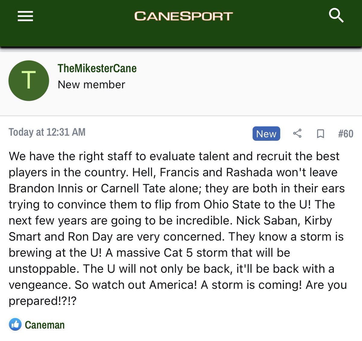 Message Board Geniuses on Twitter: "#Miami and Mario Cristobal have Nick Saban, Kirby Smart, and ...