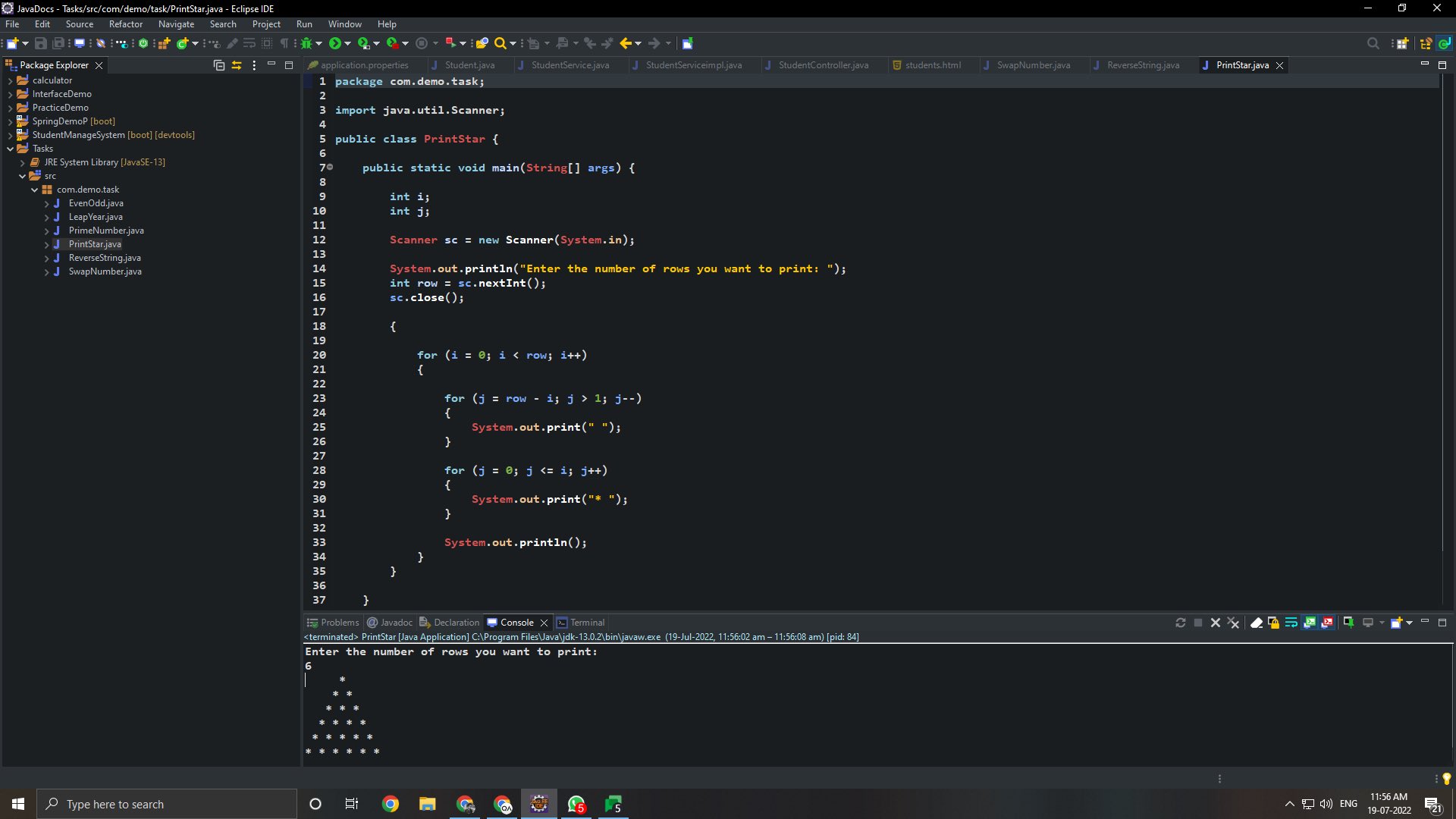 Damon_codes on Twitter: "Day 2/100 made a program which can print star in pyramid pattern, the ...