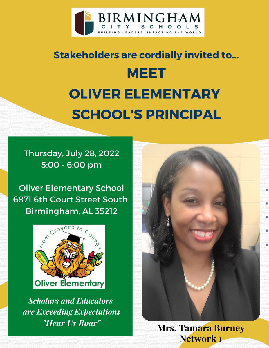 Birmingham City Schools🎓 on Twitter: "Oliver Elementary School welcomes its new principal with a ...