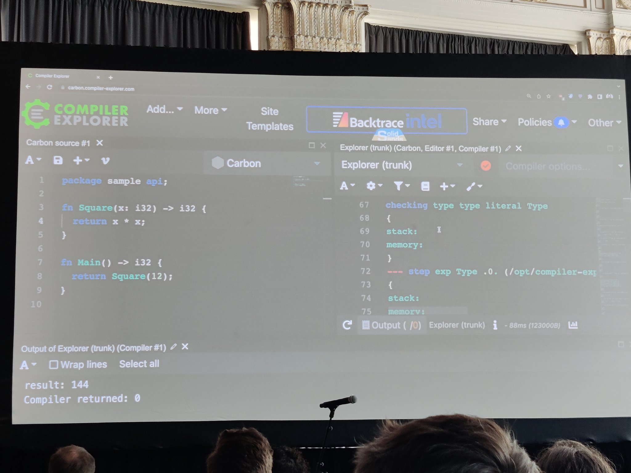 Conor Hoekstra on Twitter: "Carbon on compiler explorer! 🤯 https://t.co/H9kgbbahvA" / Twitter