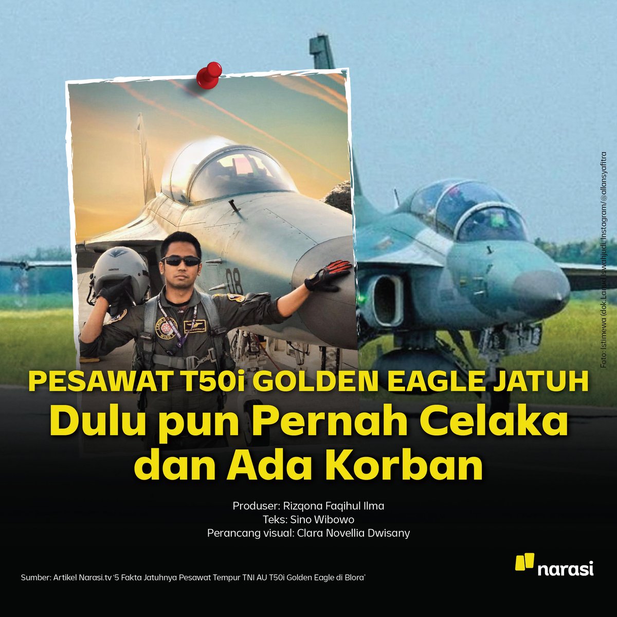 Pesawat tempur T50i Golden Eagle milik TNI AU jatuh di Blora, Jawa ...