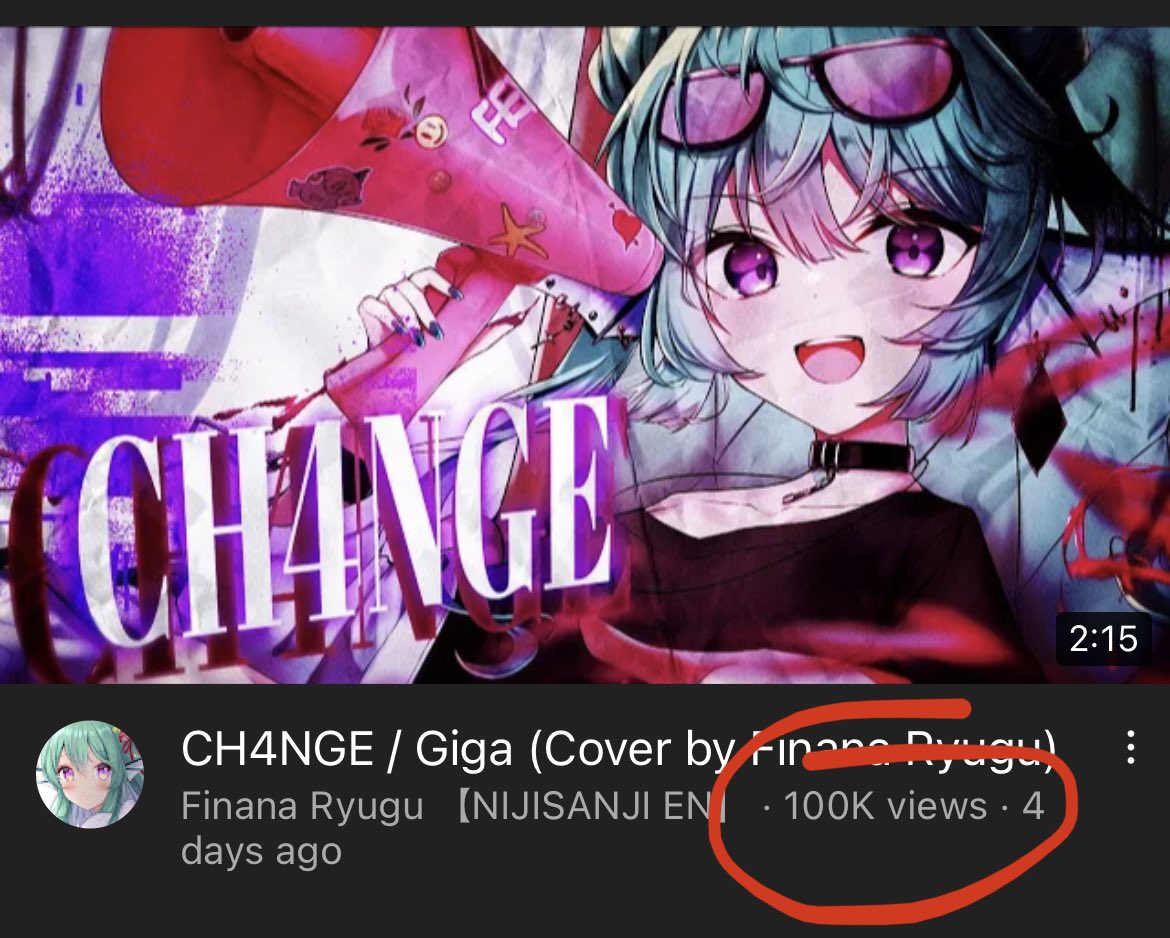 Finana Ryugu 🐠 NIJISANJI EN on Twitter: "Thank you everyone for 100K VIEWS ON MY SONG COVER ...