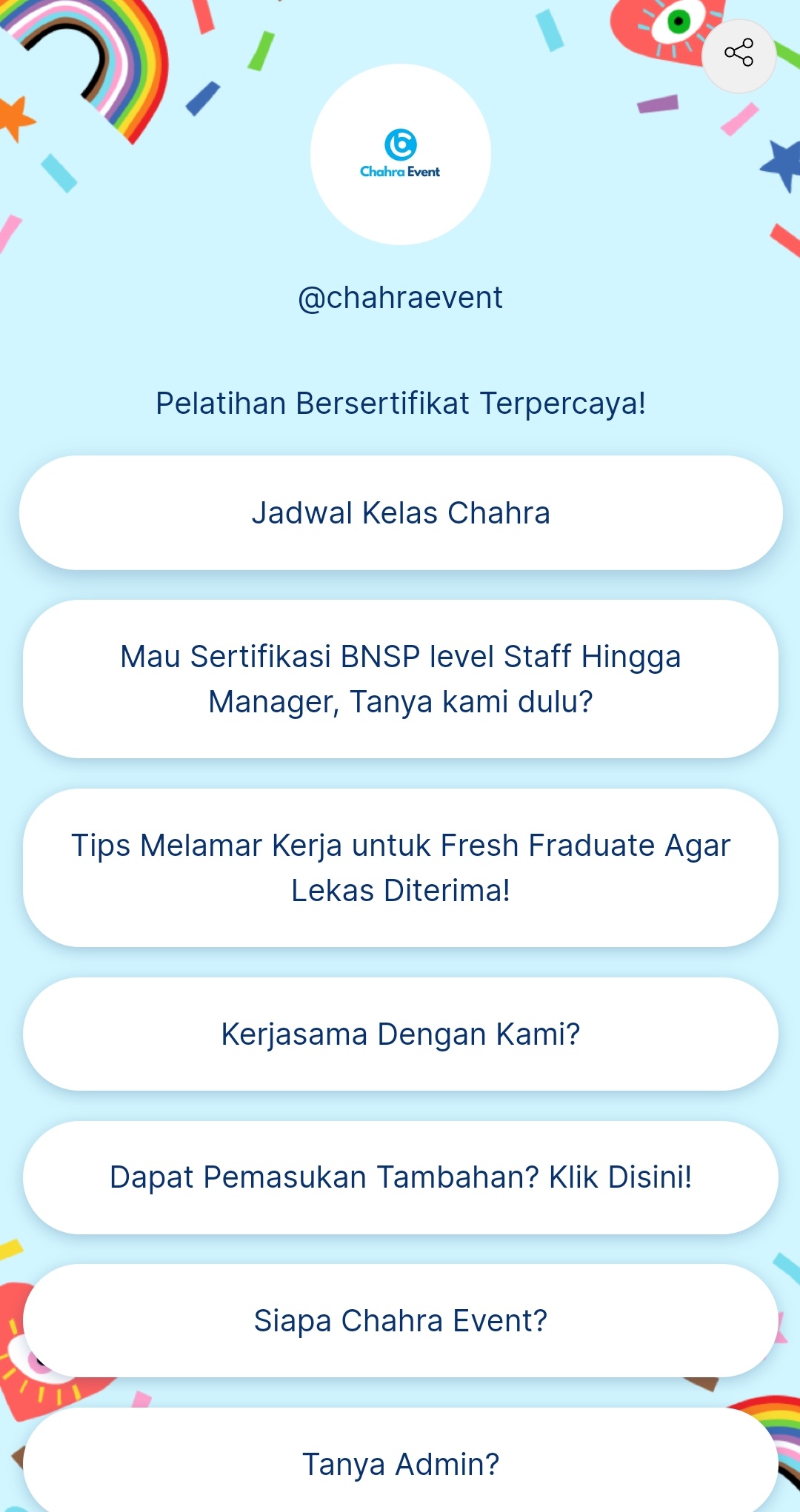BACA RULES DI (bit.ly/worksfess) on Twitter: "Gais ada yg ikut pelatihan di Chara Event ga ya ...