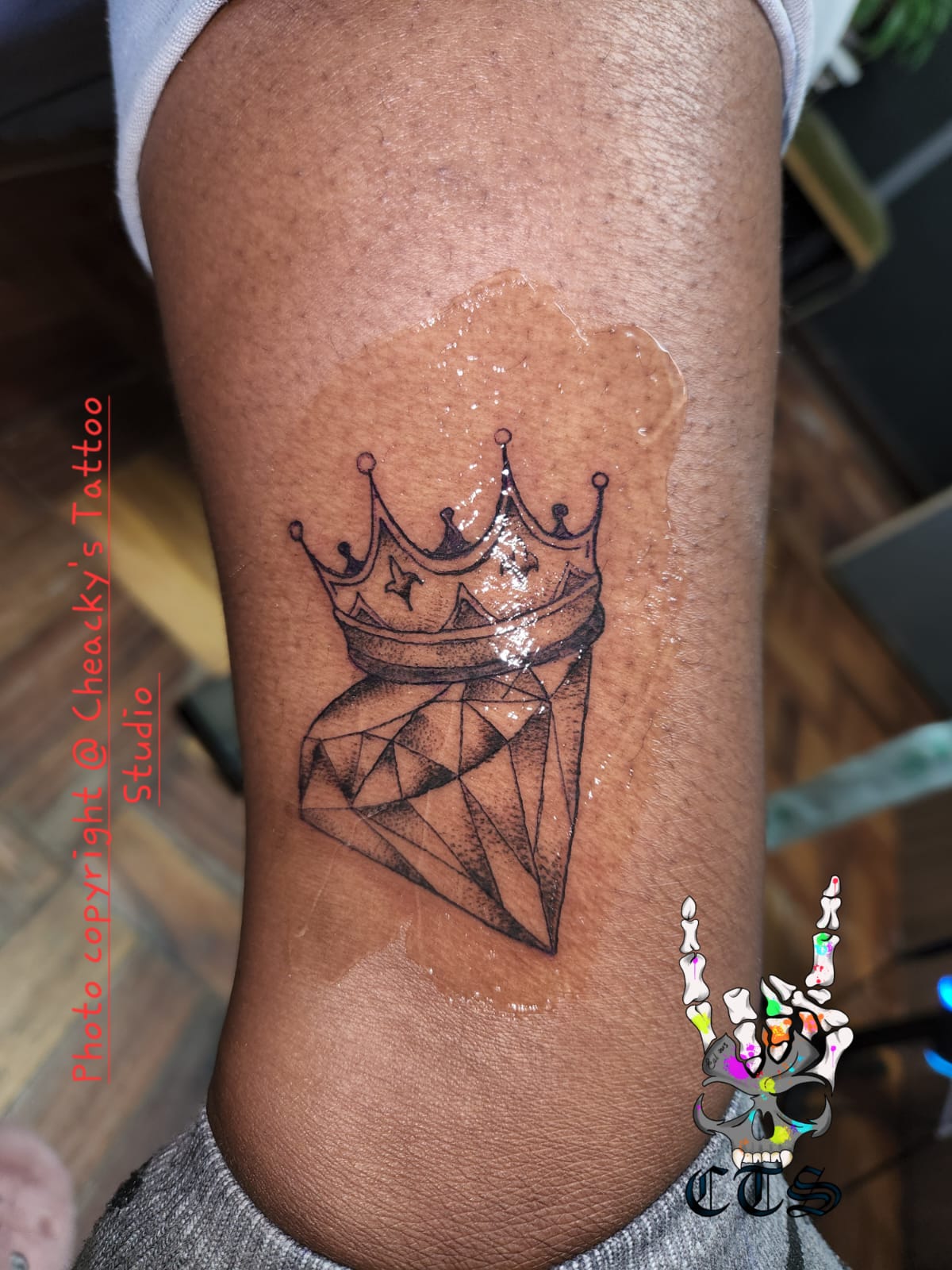 Diamond With Crown Tattoo