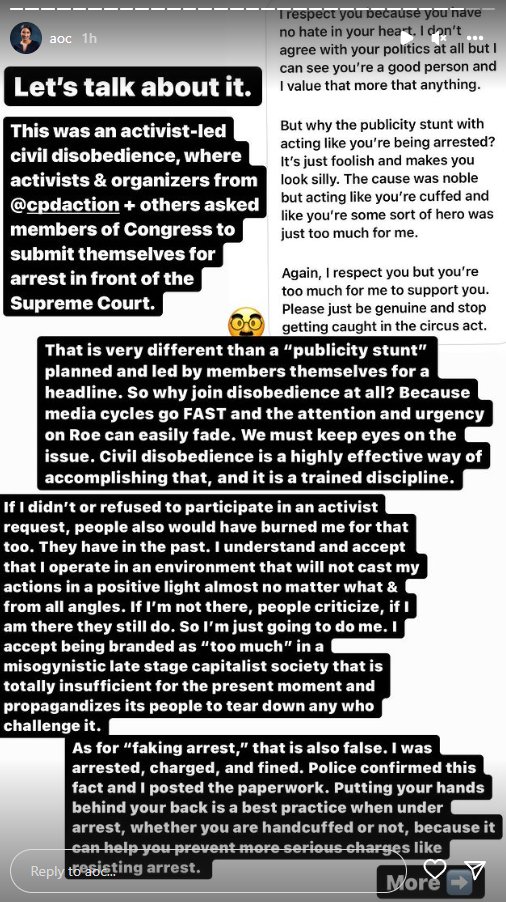 Andrew Kerr on Twitter: "AOC responded to the "fake handcuffs" video in an Instagram Stories ...