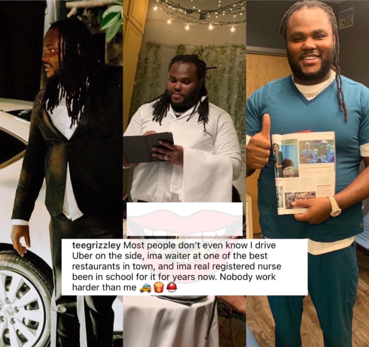 SAY CHEESE! 👄🧀 on Twitter: "Tee Grizzley drives Uber, is a waiter & he’s a registered nurse ...