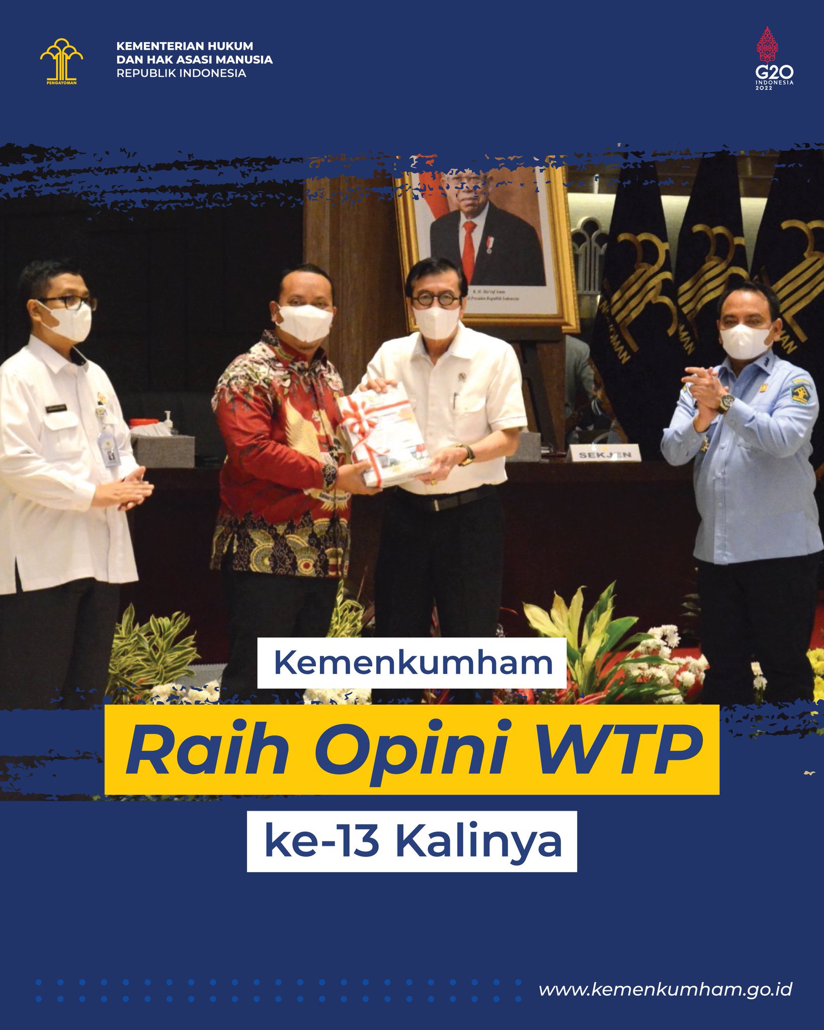 KanimPekanbaru on Twitter: "Kemenkumham kembali meraih Opini Wajar Tanpa Pengecualian WTP ke-13 ...