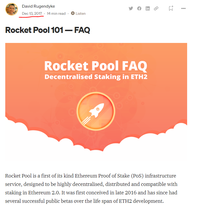 1/ Rocket Pool started to prepare for #ETH staking already in 2017! Yet ...
