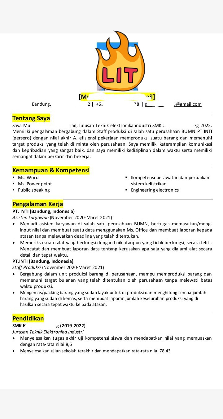 BACA RULES DI (bit.ly/worksfess) on Twitter: "Ini CV yg suka aku pake buat apply lamaran dan ...