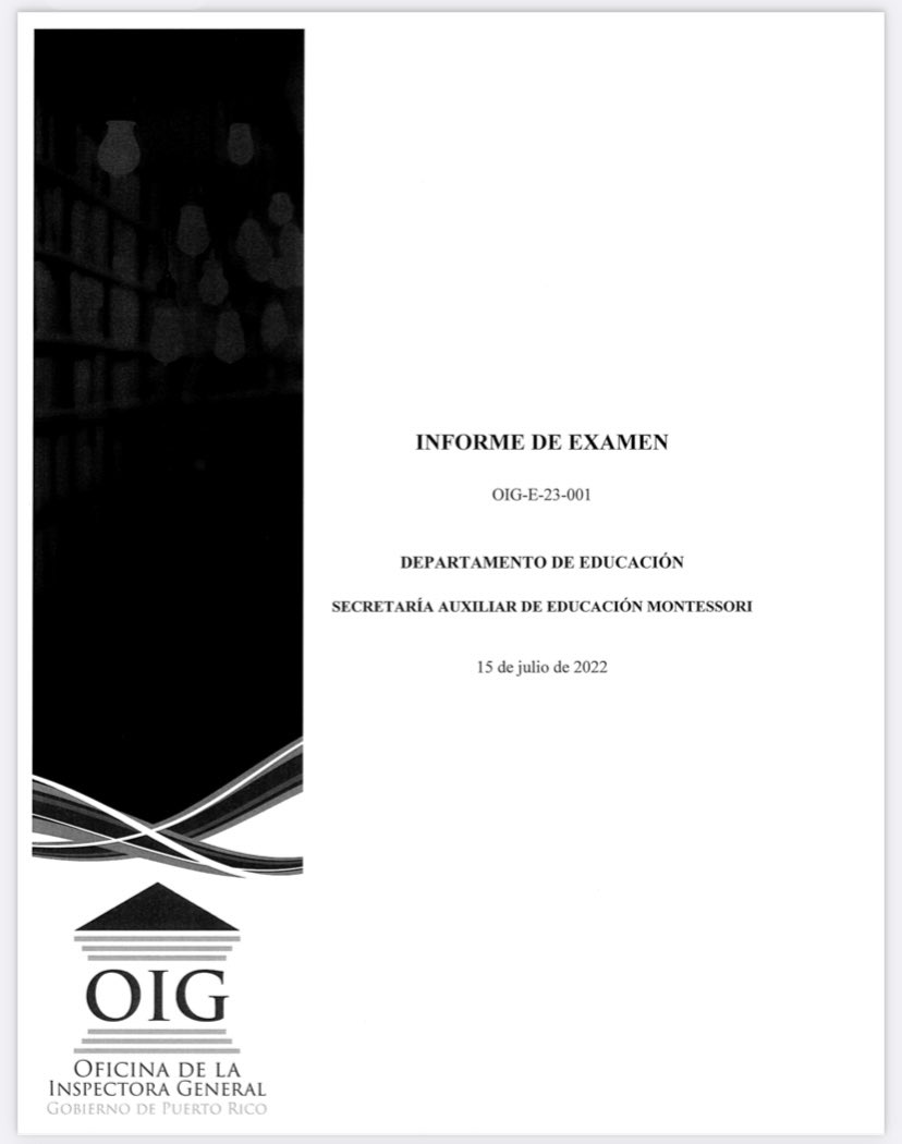 Oficina del Inspector General de Puerto Rico on Twitter: "📌 Lea el Informe de Examen OIG-E-23 ...