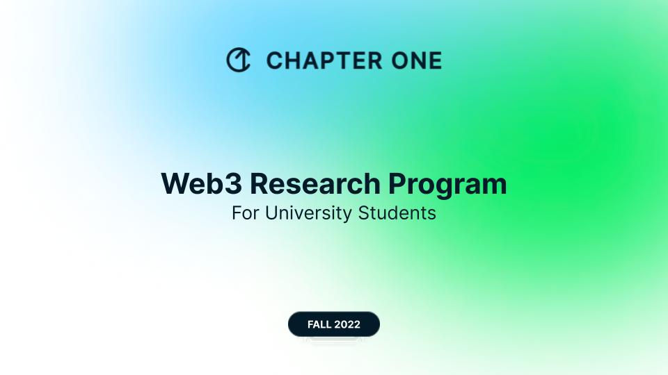 Yash Bora on Twitter: "We're launching a web3 research program @chapterone for college students ...
