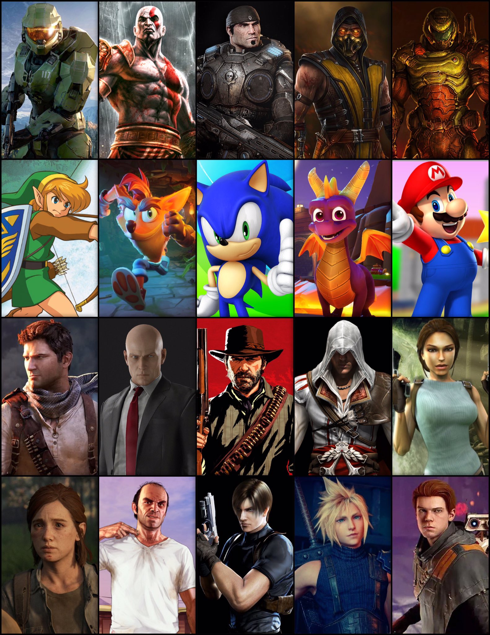 Video Game Characters Collage