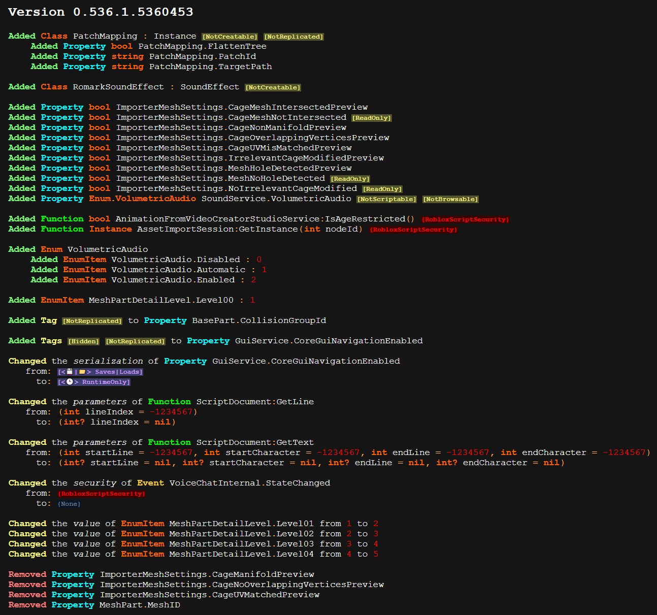 Max ¯\_(ツ)_/¯ on Twitter: "Today's API changes for Roblox v536 #Roblox #RobloxDev https://t.co ...
