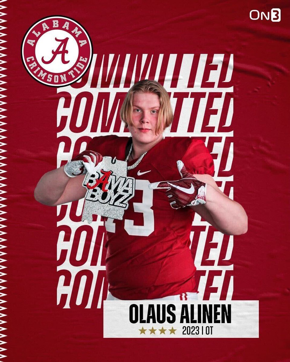 2023 4* OT Olaus Alinen commits to Alabama : r/CFB