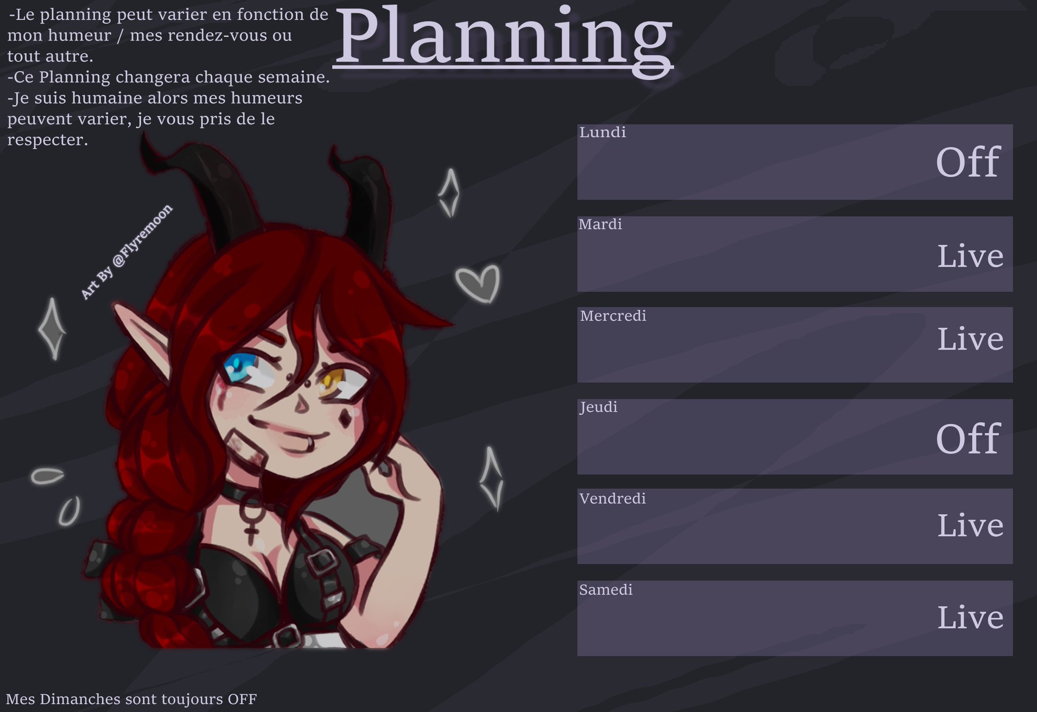 Creepy Vtuber / Artist on Twitter: "Hello hellooooo voici le planning ...