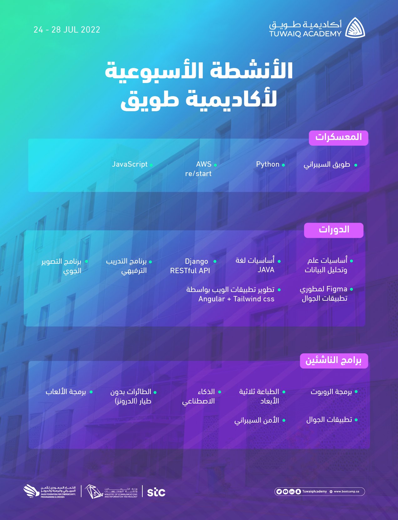 Tuwaiq Academy | أكاديمية طويق on Twitter: "تعرفوا على المعسكرات والدورات التدريبية لهذا الأسبوع ...