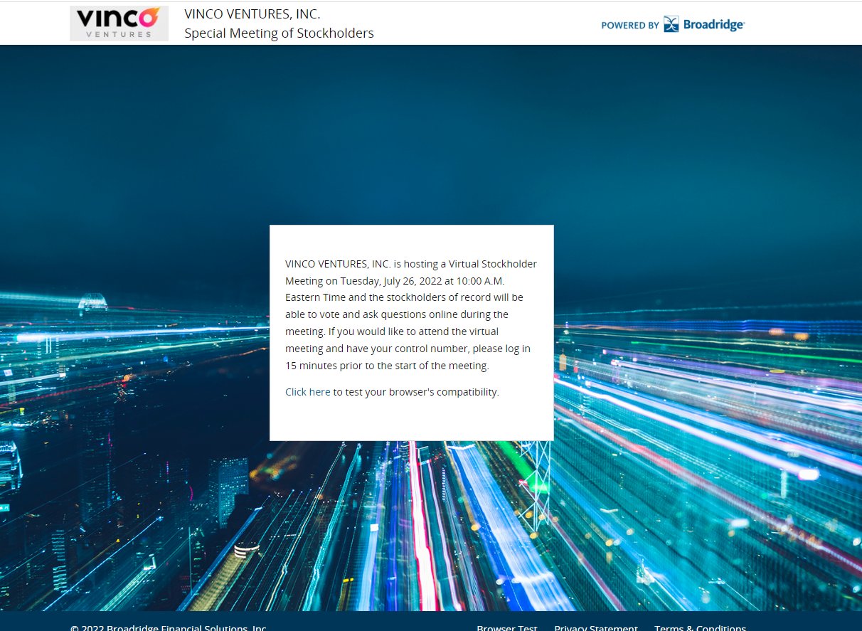 Mr.Ric 🦍 on Twitter: "https://t.co/UXZBda9rWT ~VINCO VENTURES, INC. is hosting a Virtual SH ...