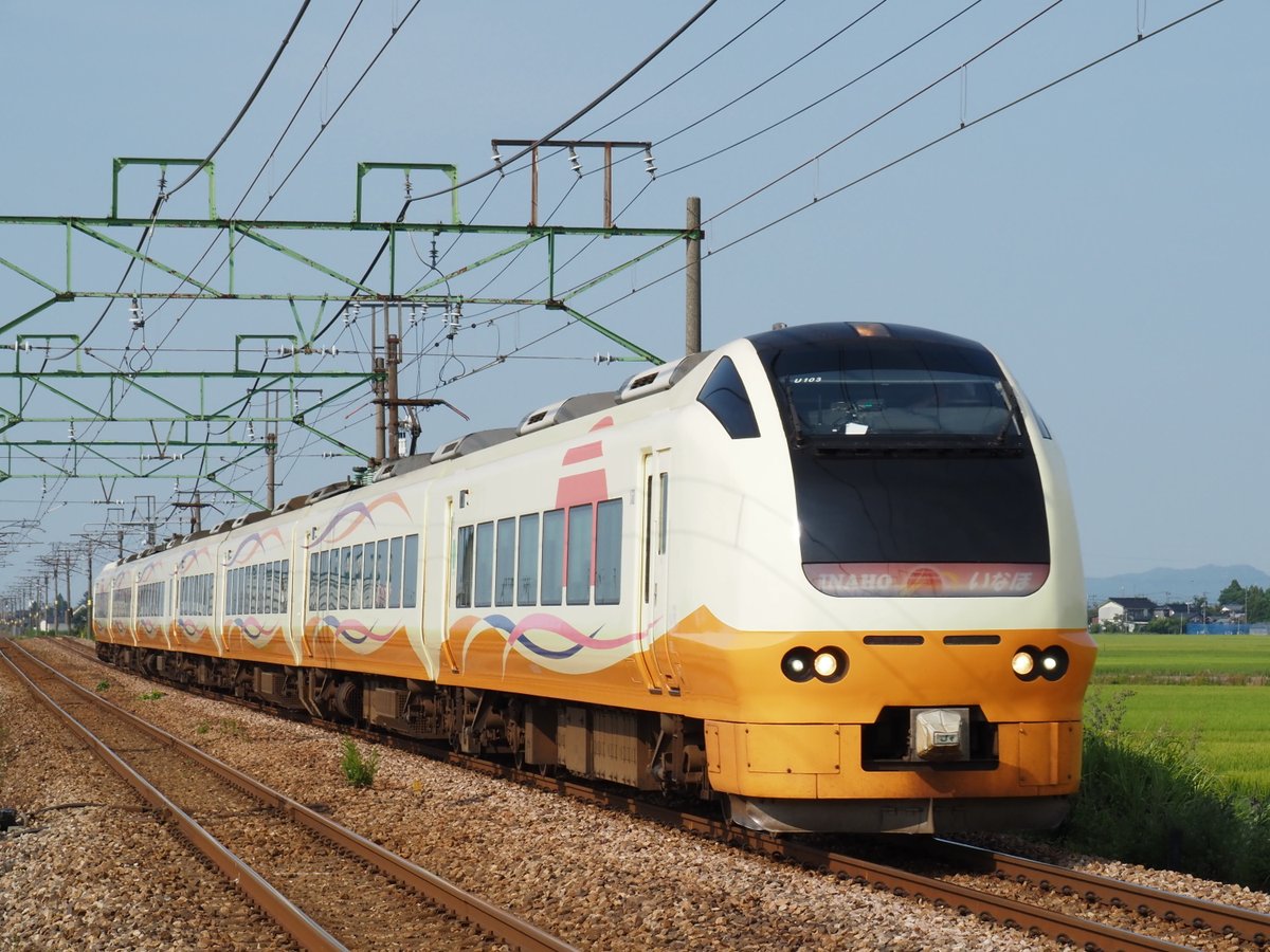 クロテツ007 on Twitter: "7月26日(火)、9092M「しらゆき92号」、柏崎行き。E653系U103編成7両。「ぎおん柏崎まつり海の大花火大会」向け臨時列車。信越本線・東光寺 ...