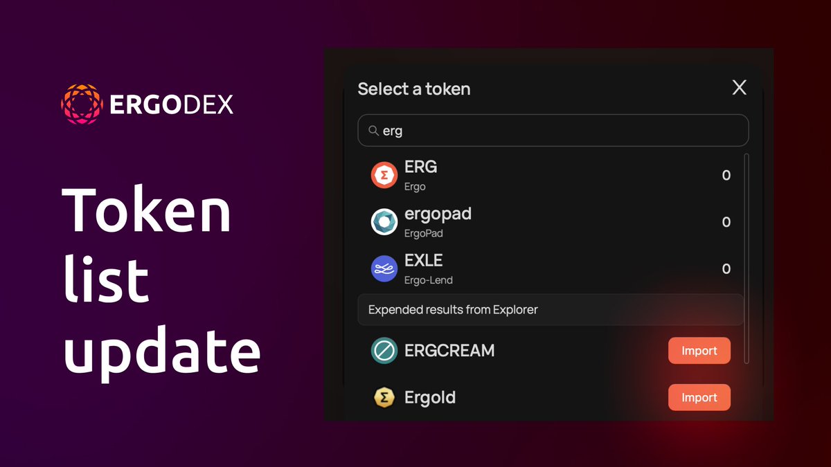 We have updated our default token system on ErgoDEX to try and help ...