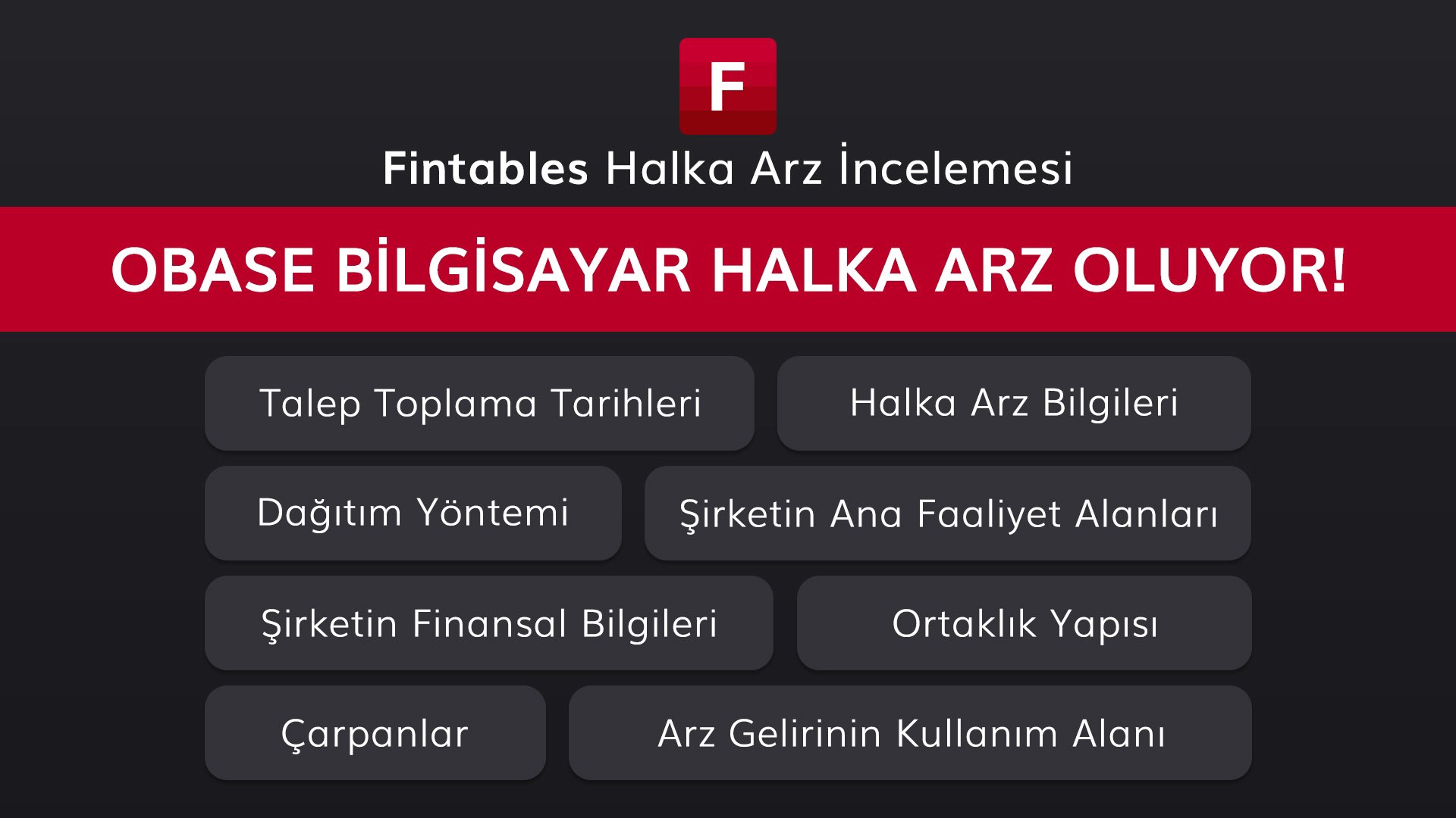 Fintables on Twitter: "Obase Bilgisayar ve Danışmanlık Hizmetleri Ticaret A.Ş. halka arz oluyor ...