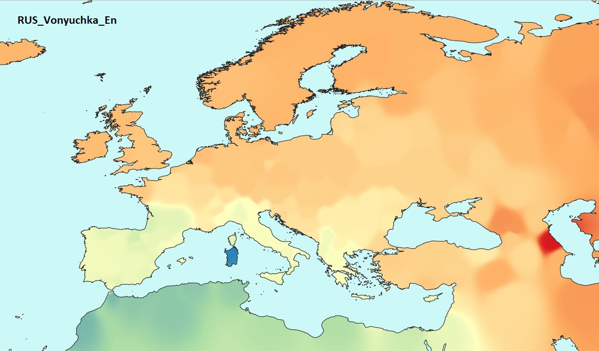 Nrken19 on Twitter: "Map of genetic distance to the Steppe Eneolithic (Western Steppe ...
