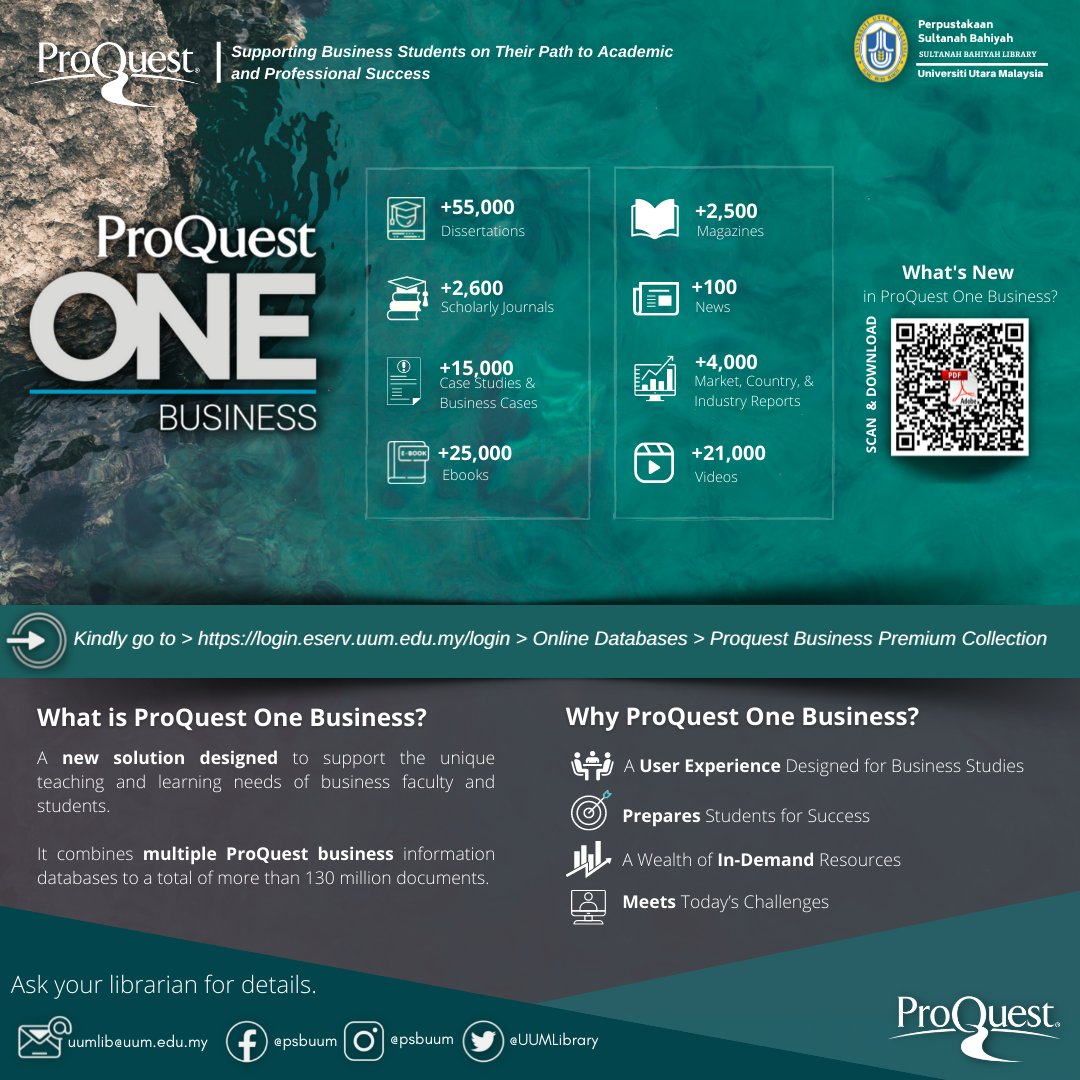 Perpustakaan Sultanah Bahiyah on Twitter: "PROQUEST ONE BUSINESS Dear Our Beloved Users, 📌Feel ...