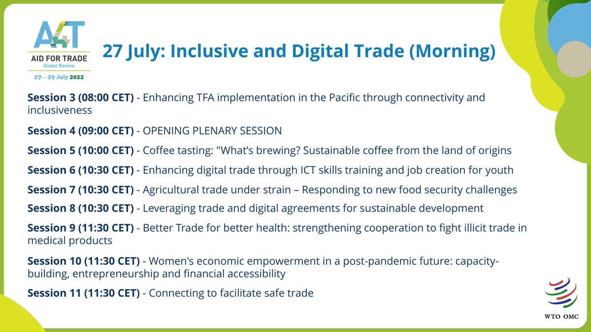 Here is our Day 1️⃣ agenda for the #Aid4Trade morning sessions with the ...